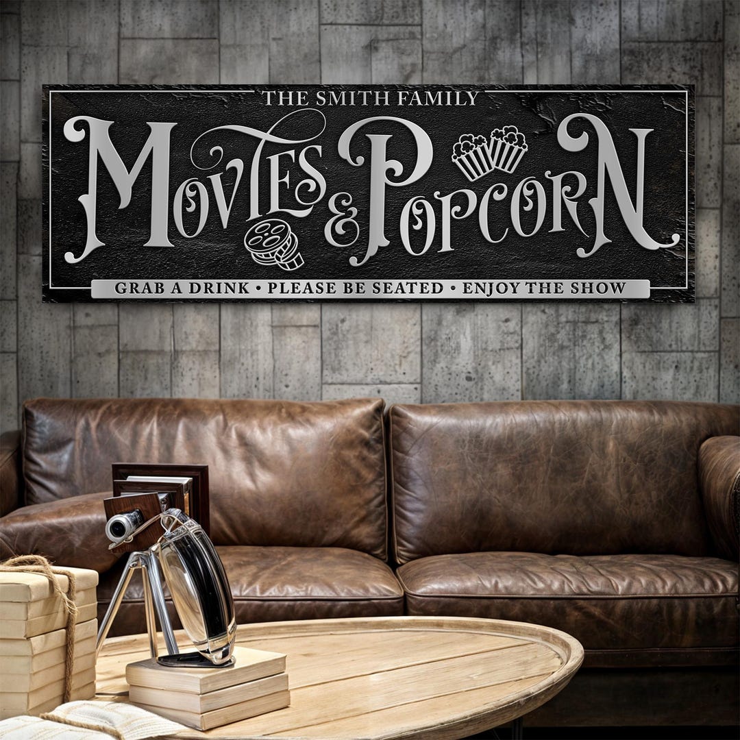 Movies and Popcorn Theater Wall Decor | Theater Canvas Wall Art | Movie ...