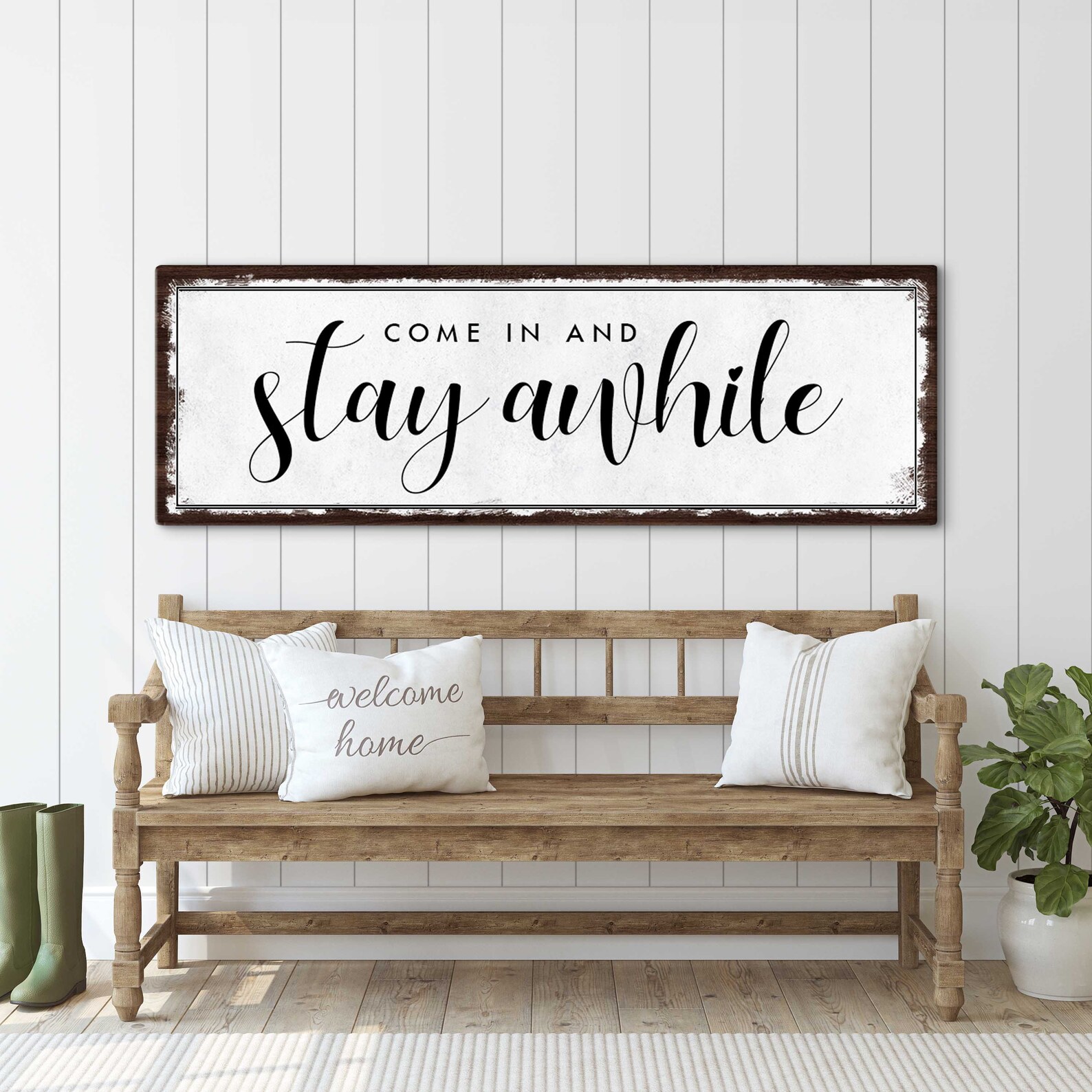 Stay Awhile Sign Stay Awhile Canvas Sign Living Room Signs | Etsy