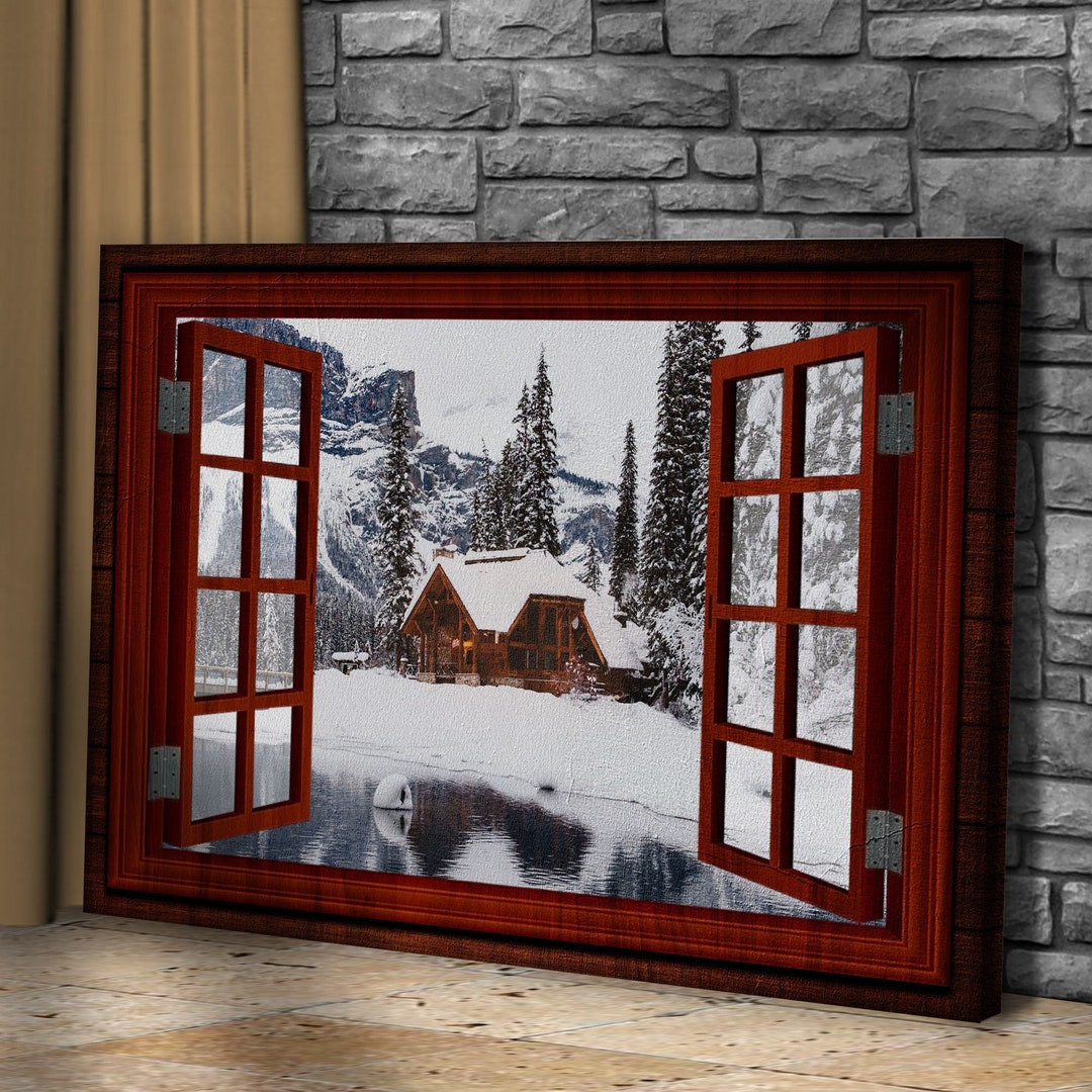 Fake Window Canvas | Lake Artwork | Fake Window Wall Decor | Lakehouse ...