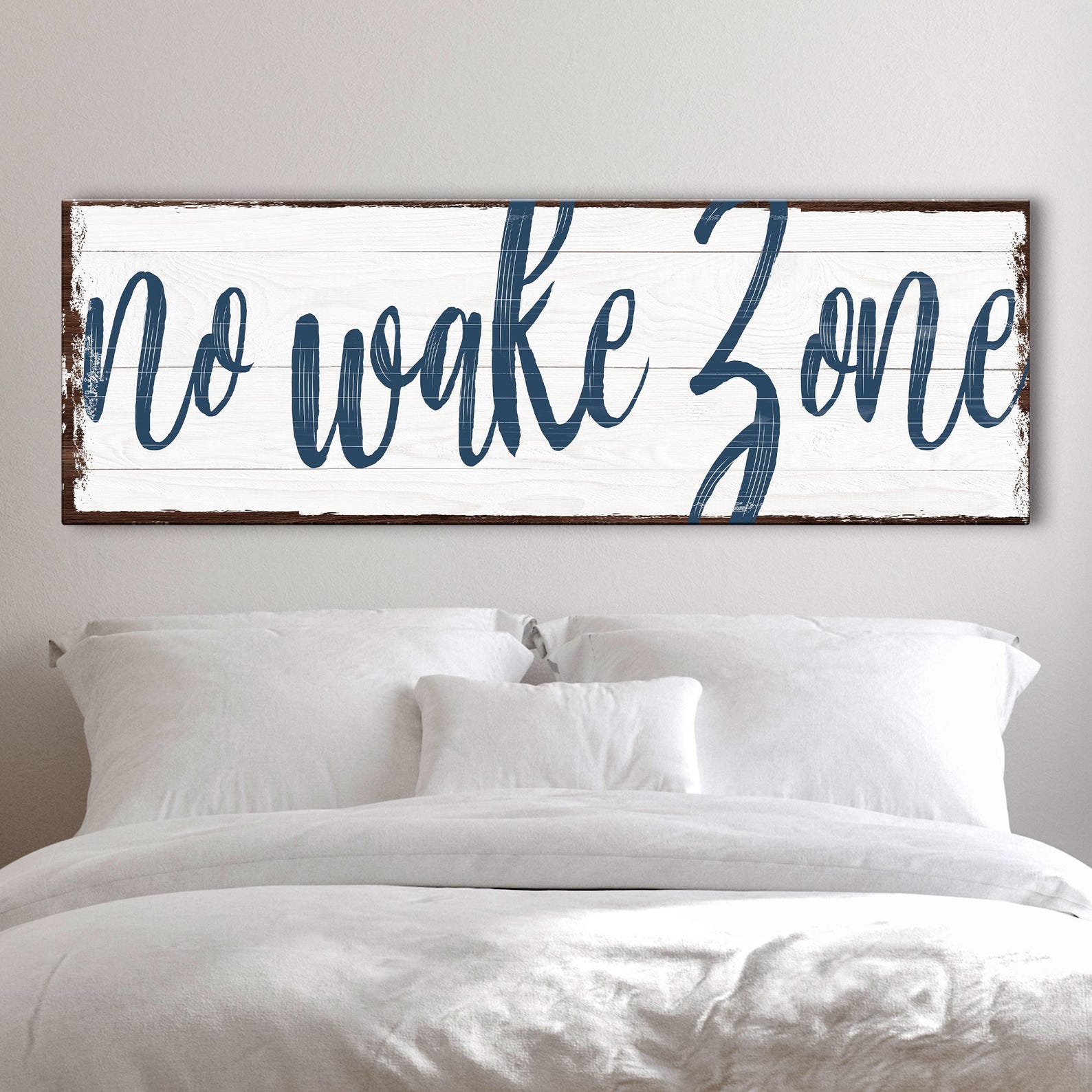 No Wake Zone Sign | Bedroom Wall Art Decor | Lake House Canvas Sign ...