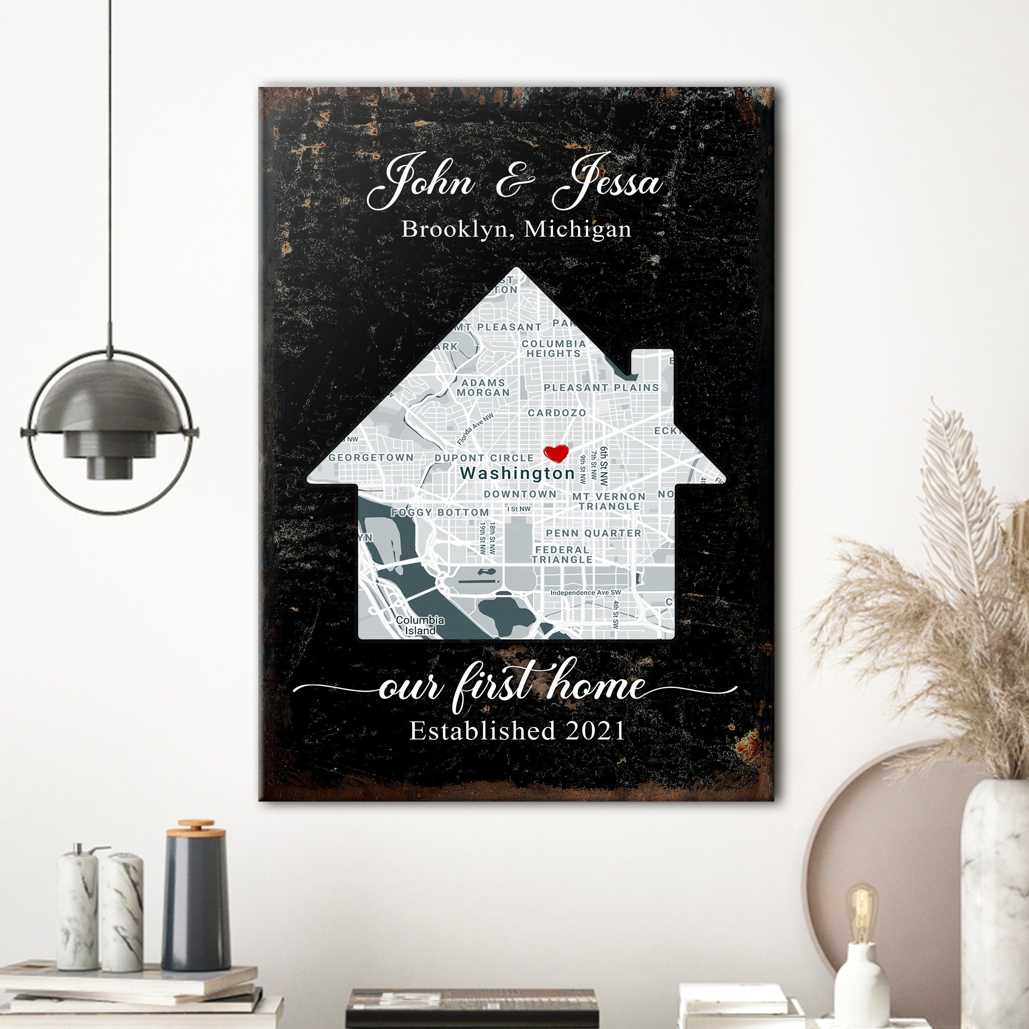 Custom Home Map Personalized Housewarming Gifts First Home - Etsy