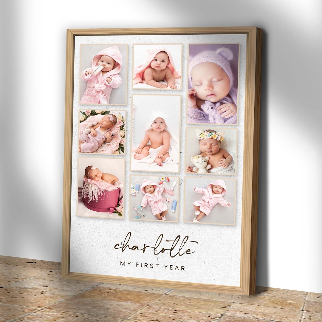 Newborn Collage Custom | Custom Photo Gift Nursery Wall Decor | Baptism ...
