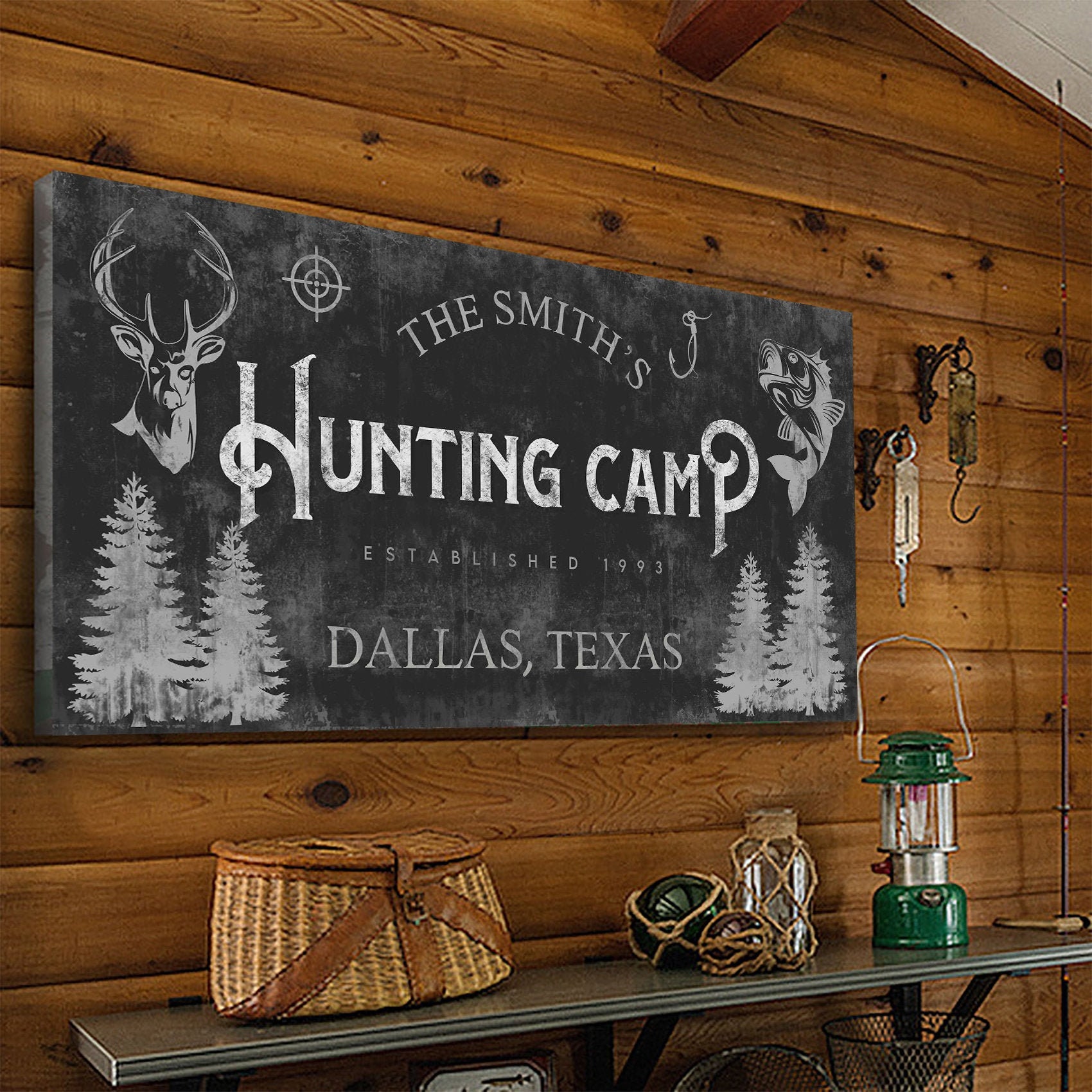 Hunting and Fishing Sign Deer Antler Wall Hunting Sign - Etsy UK
