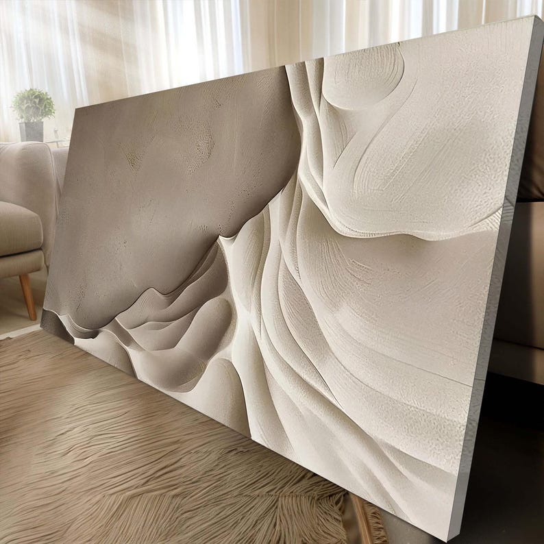 Beige Minimalist Wall Art | Beige Abstract Wall Decor | Contemporary ...