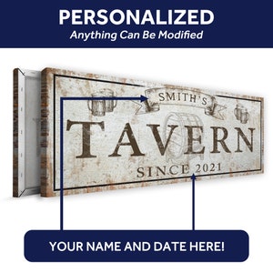 Tavern Sign | Custom Tavern Sign Home Bar Wall Art | Tavern Home Bar ...
