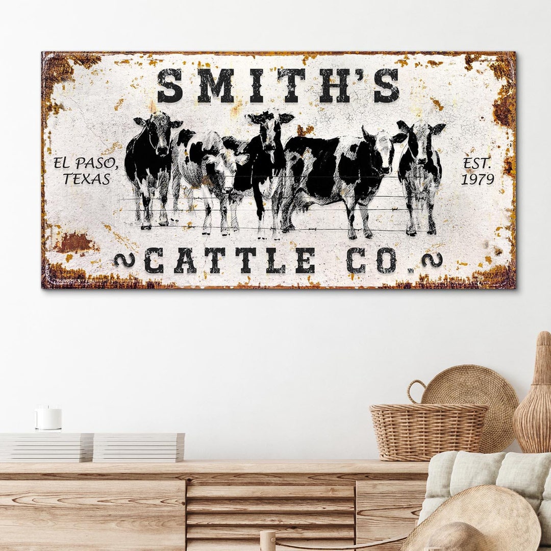 Rustic Cattle Co Sign | Farmhouse Cattle Sign Wall Decor | Cattle Ranch ...