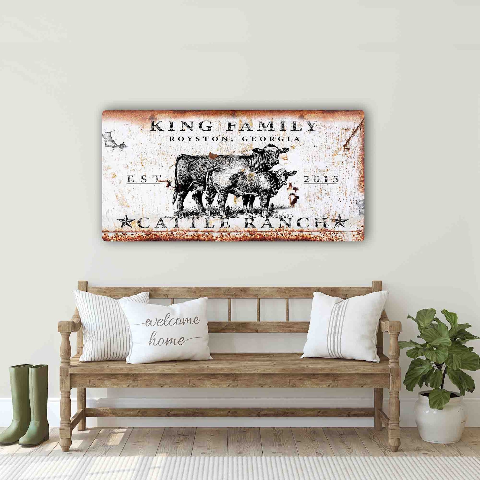Cattle Ranch Sign | Cow Decor Farm Sign | Personalized Ranch Wall Decor ...