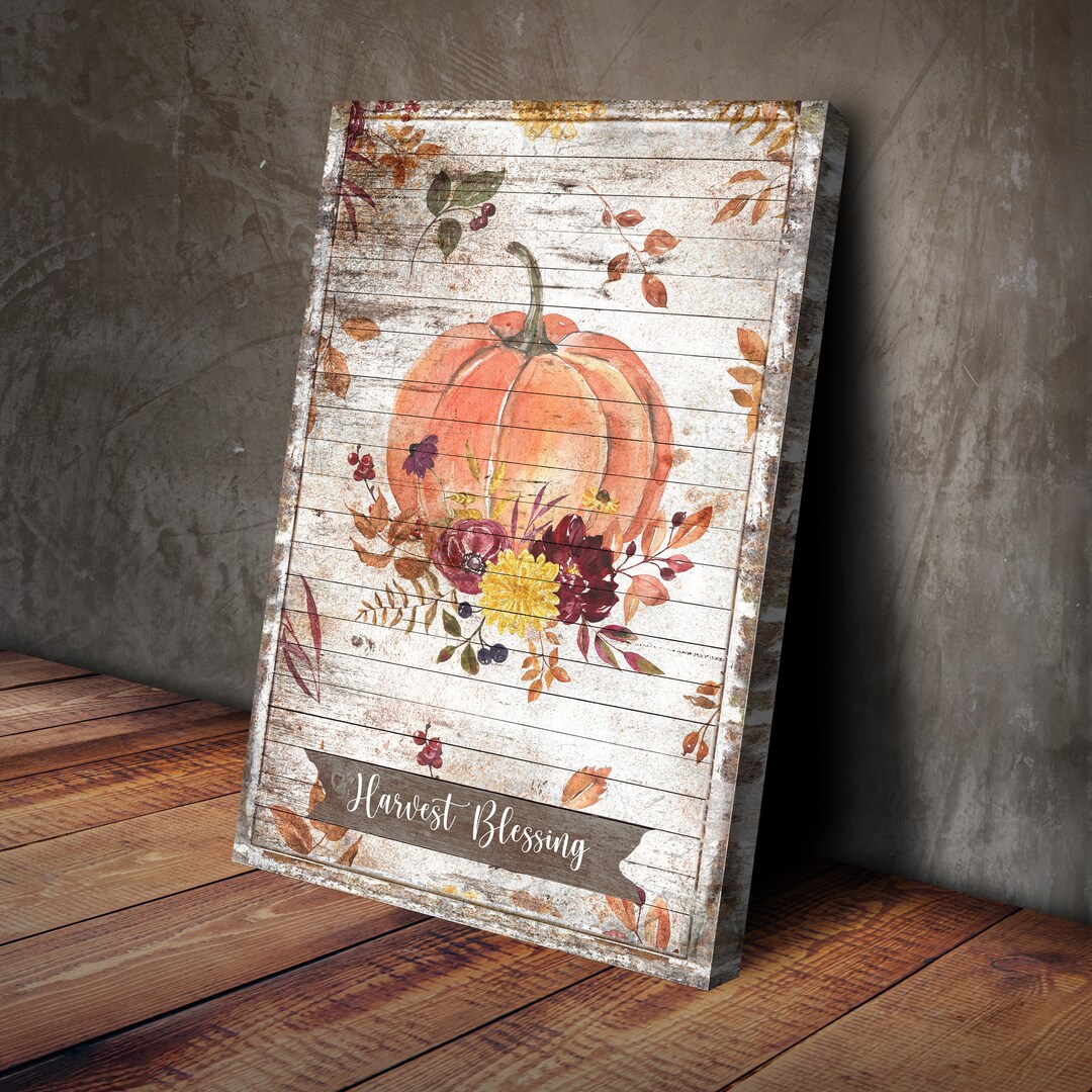 Kitchen Art Pumpkin Sign | Kitchen Sign Harvest Blessing | Modern Wall ...