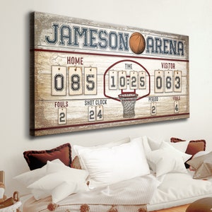 Personalized Basketball Scoreboard Sign | Game Room Wall Decor ...