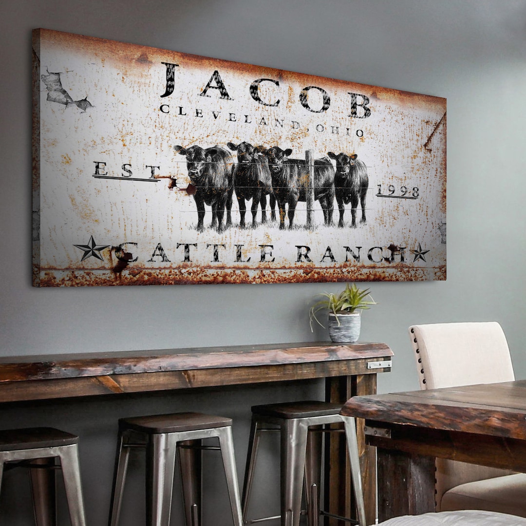 Cattle Sign | Cattle Ranch Sign Farm Wall Decor | Farm Sign Cow Decor ...