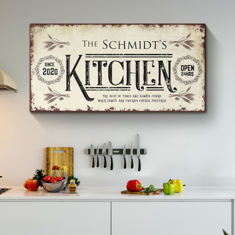 Kitchen Decor | Personalized Kitchen Sign Family Name | Kitchen Wall ...