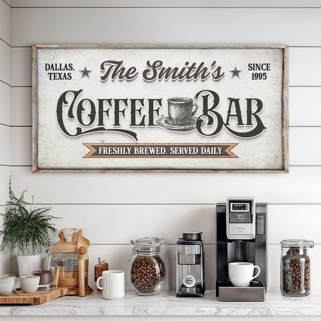 Coffee Bar Sign Kitchen Coffee Sign Coffee Bar Decor Wall Decor Custom ...