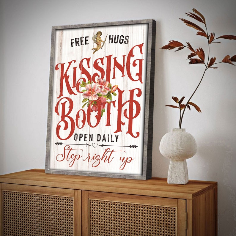 Kissing Booth Sign | Valentines Day Decor | Modern Farmhouse Wall Decor ...