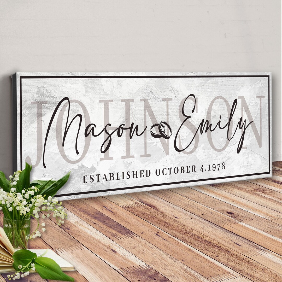 Couple Name Sign Wall Art | Custom Family Last Name Sign | Bridal ...