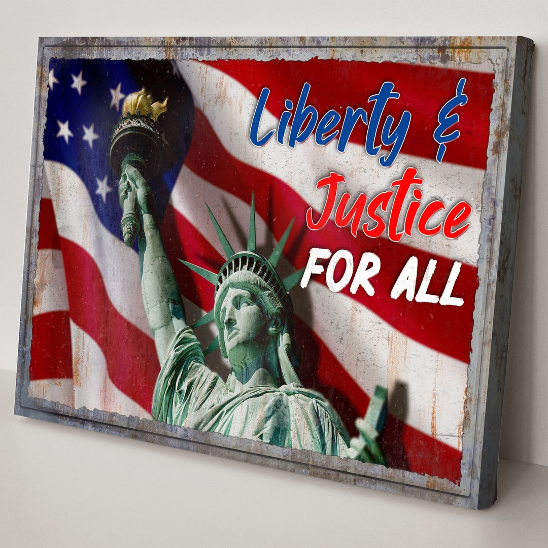 Liberty and Justice for All Sign Statue of Liberty Wall Art - Etsy