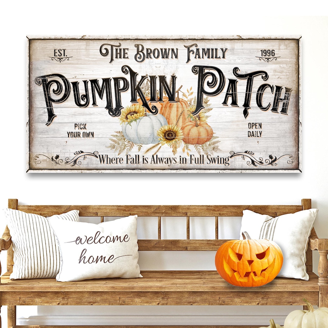 Vintage Pumpkin Patch Sign | Farmhouse Fall Kitchen Sign | Pumpkin Farm ...