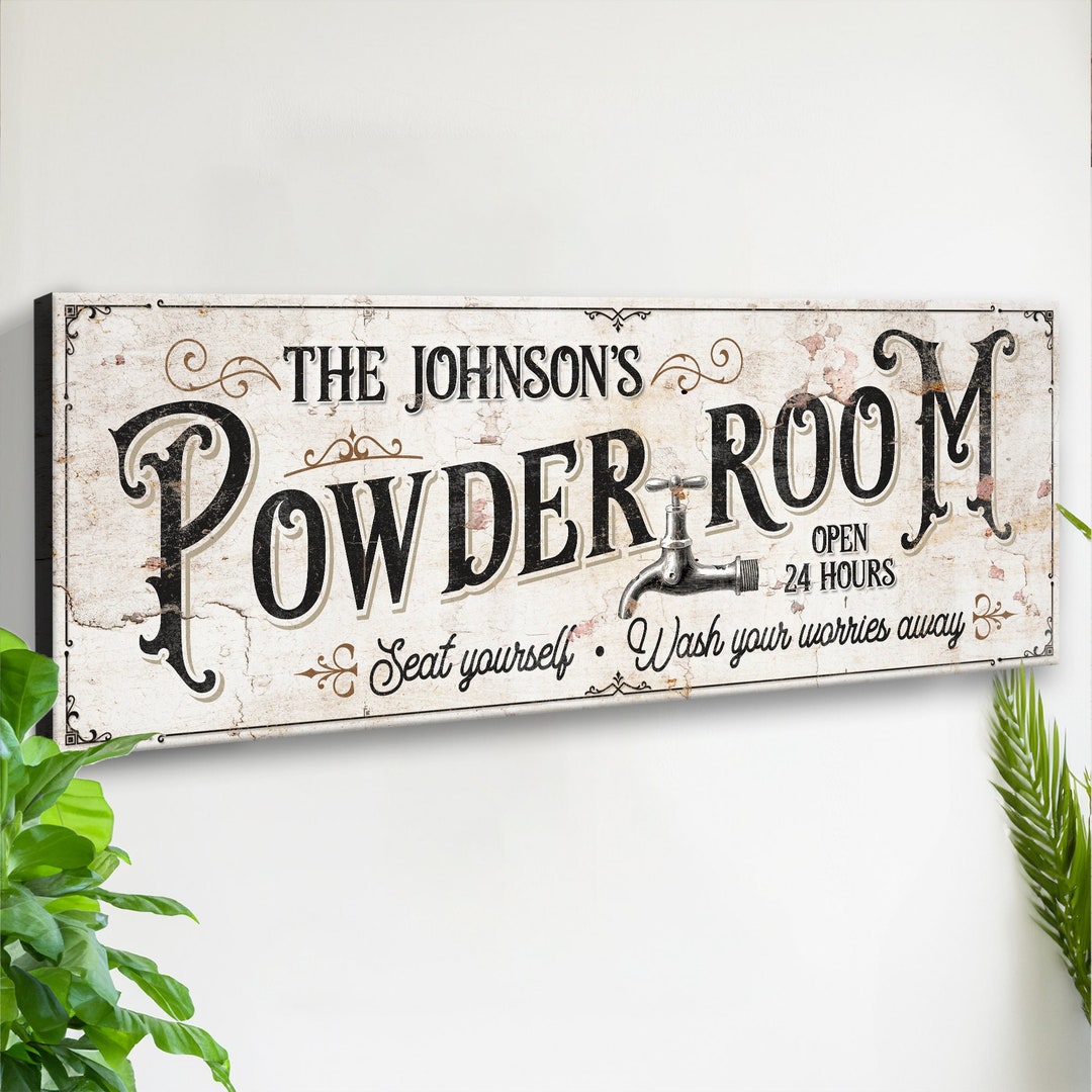 Bathroom Wall Decor | Powder Room Decor | Vintage Bathroom Sign ...
