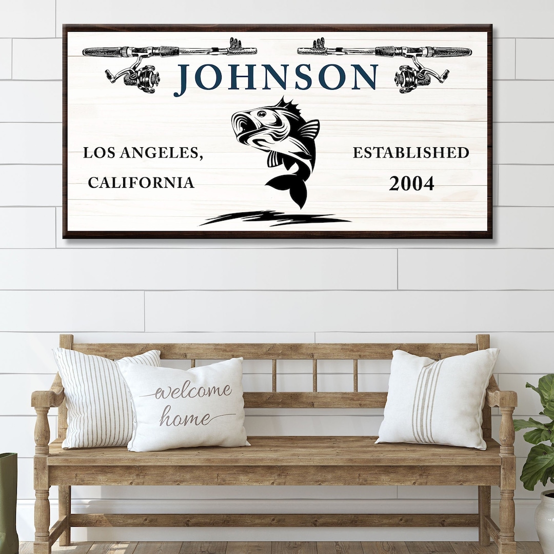 Fishing Name Sign | Personalized Fishing Sign | Family Name Sign Custom ...