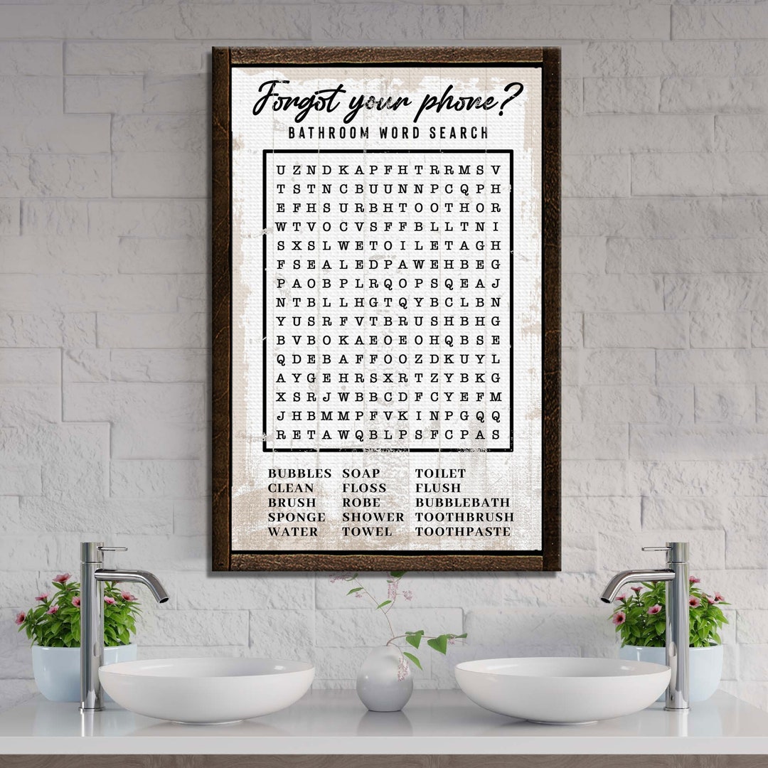 Bathroom Printable Sign | Personalized Sign Bathroom Word Search Sign ...