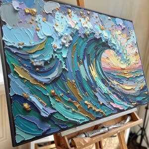 Ocean Waves Impasto Wall Art | Ocean Wave Canvas Art | Coastal Wall Art ...