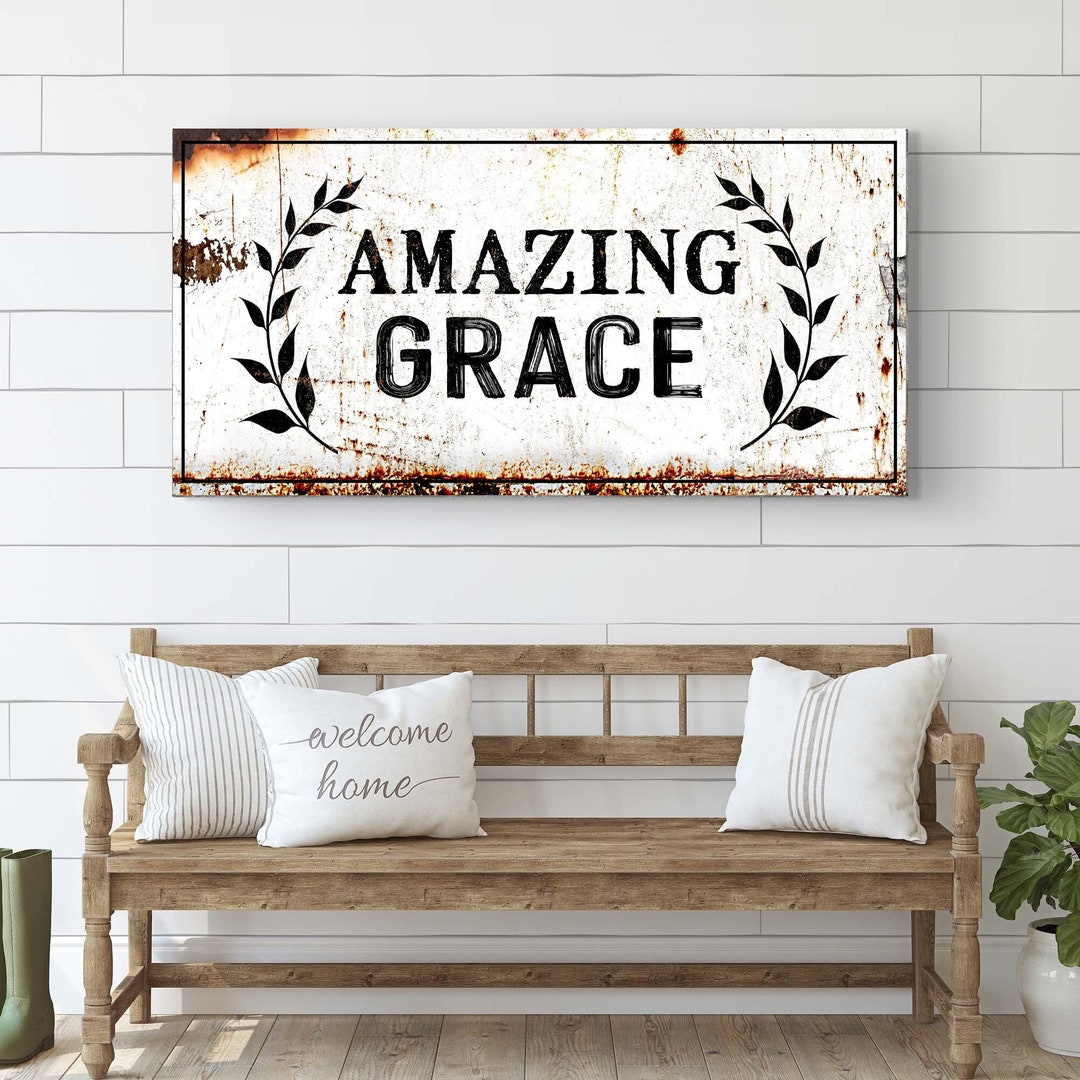 Spiritual Wall Art | Amazing Grace Sign Living Room Wall Art ...