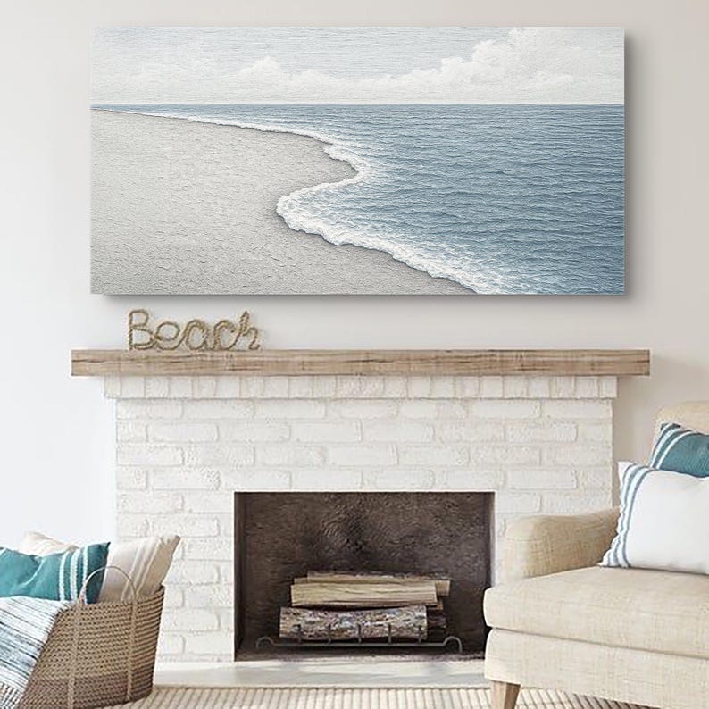 Abstract Beach Shore Wall Art | Ocean Wave Coastal Wall Art | Modern ...