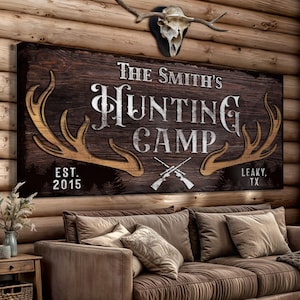 Hunting Camp Sign Decor | Personalized Gift for Hunter | Hunting Sign ...