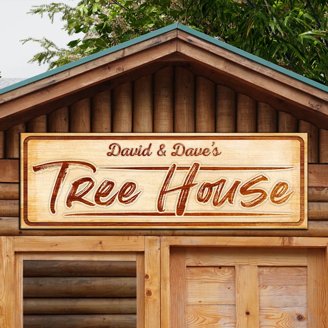 Treehouse Sign Living Room Wall Art Personalized Tree House Signs ...