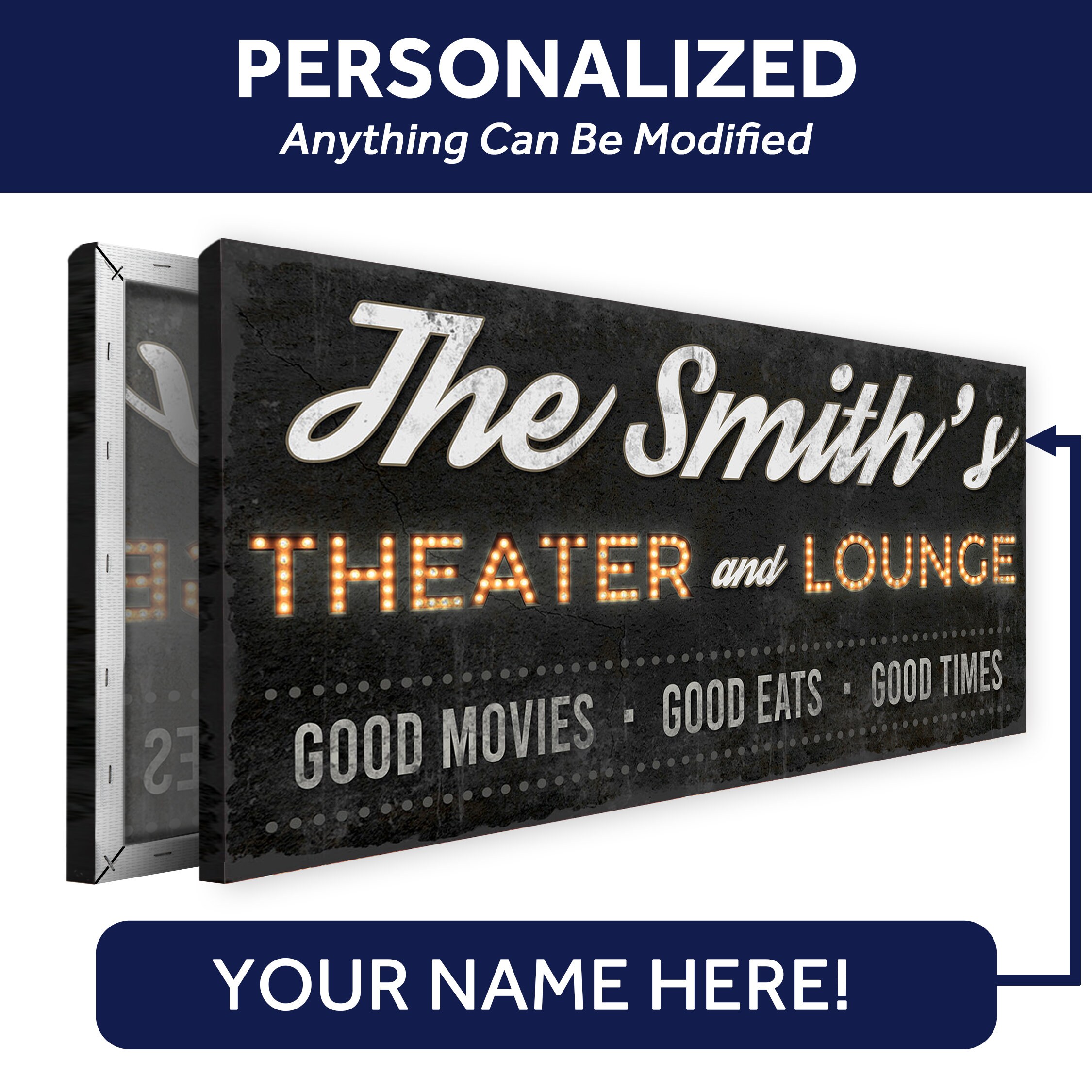 Rustic Movie Theater Sign | Family Cinema Sign | Vintage Style Home ...