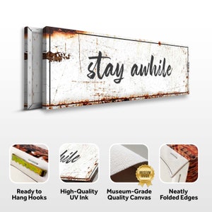 Stay Awhile Sign | Living Room Wall Art | Farmhouse Style Sign | Home ...