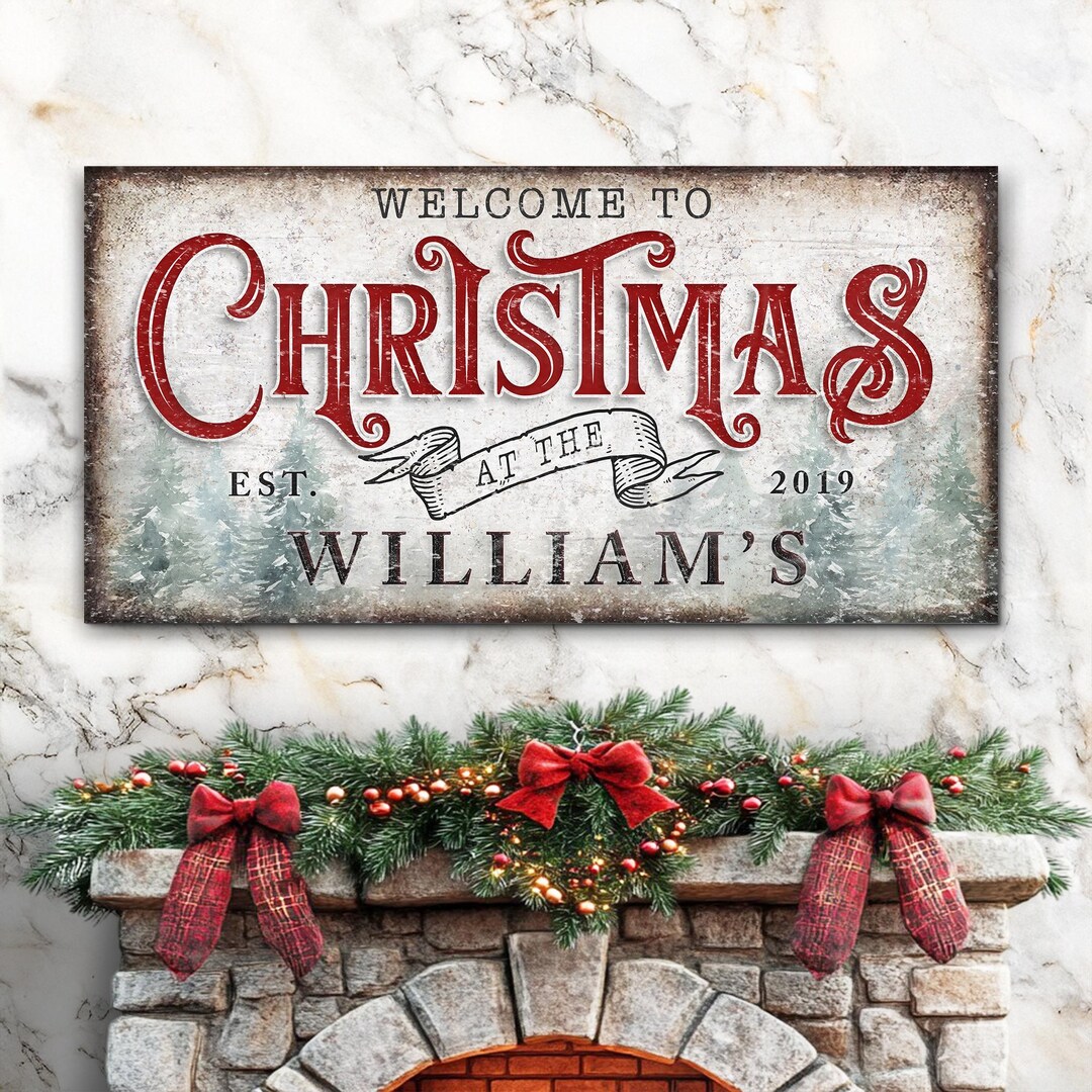 Personalized Welcome to Christmas Sign | Rustic Holiday Decor ...