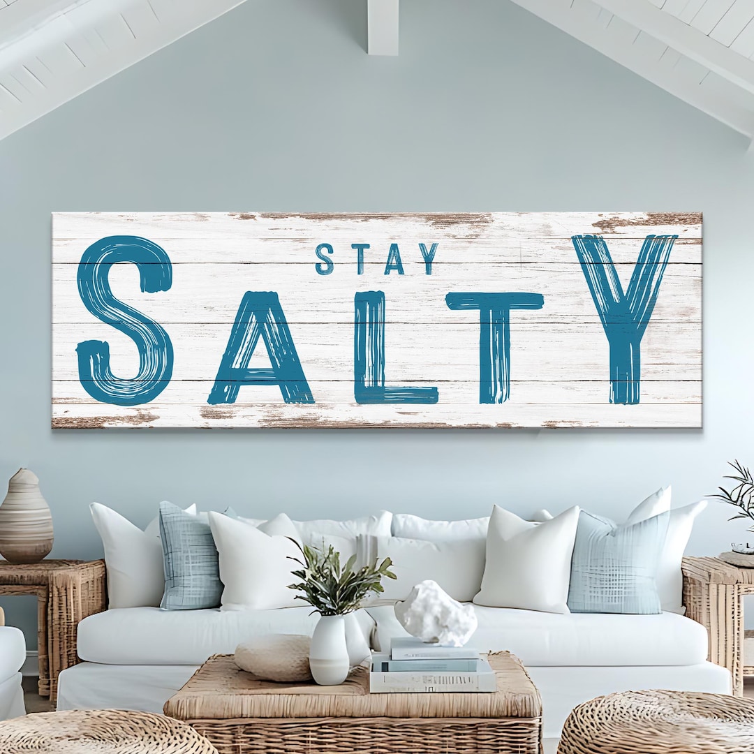 Stay Salty Canvas Wall Art | Coastal Beach House Decor | Beach Decor ...