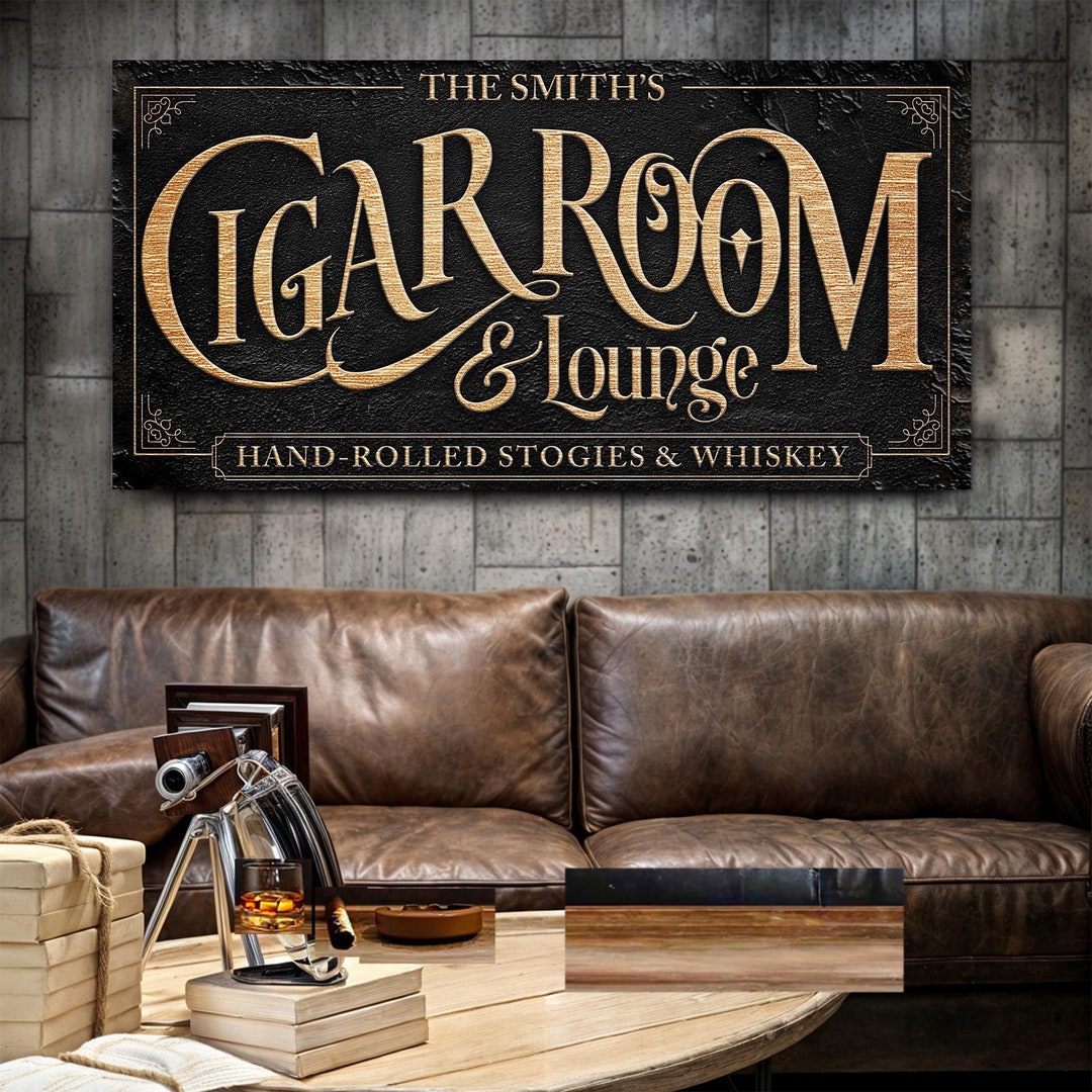 Cigar Lounge Sign | Cigar Room and Lounge Canvas | Custom Family Name ...