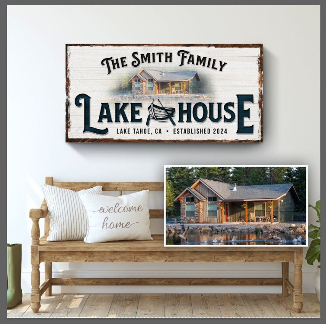 Lake House Wall Decor | Personalized Lake Sign | Lake House Wall Art ...