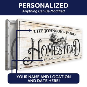 Custom Homestead Sign Decor | Rustic Farmhouse Canvas Sign | Family ...