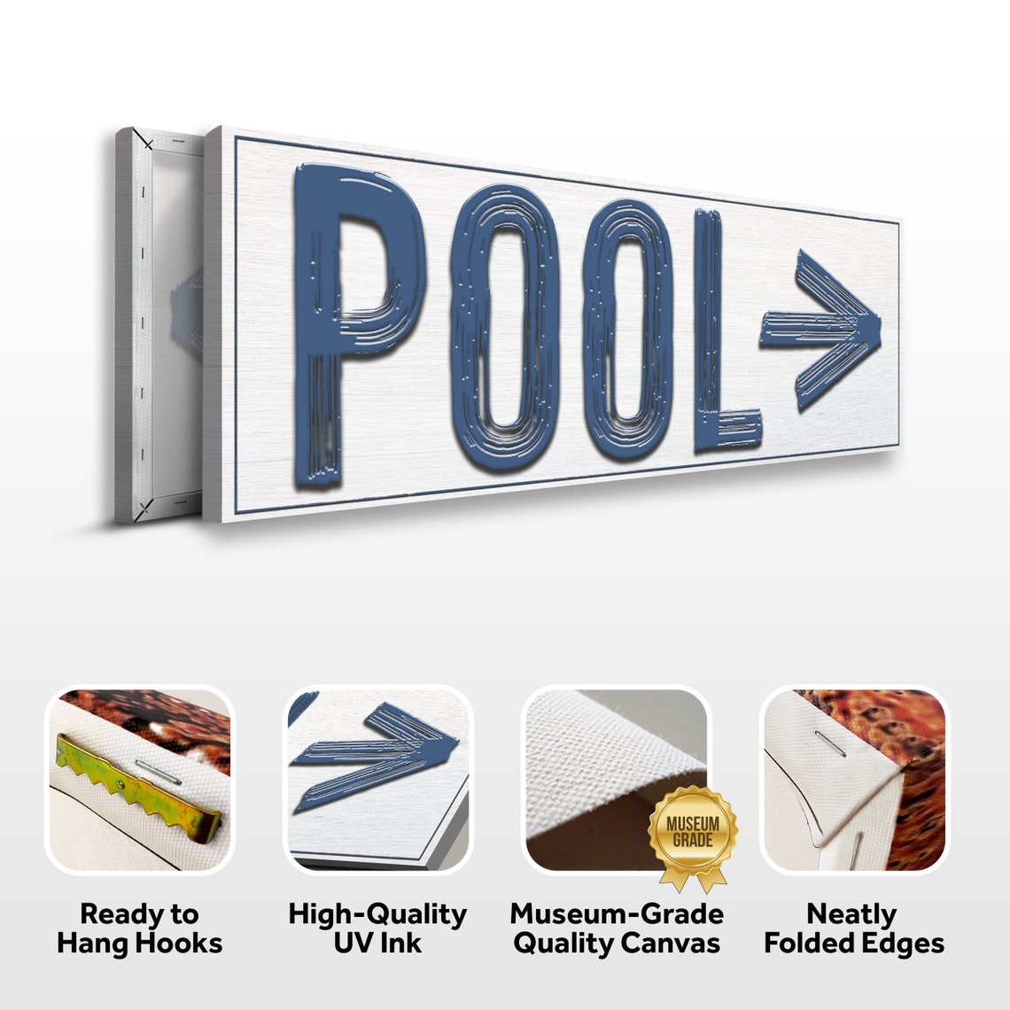 Pool Sign | Pool Arrow Sign Canvas Wall Art | Pool Sign With Arrow Wall ...