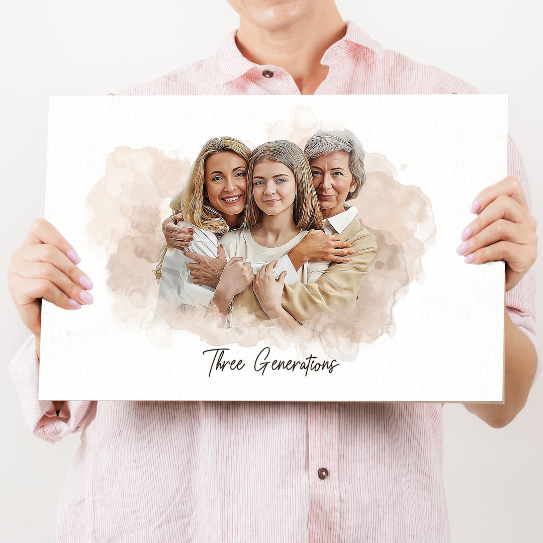 Custom Family Portrait Sign, the Generations Canvas Art, Personalized ...