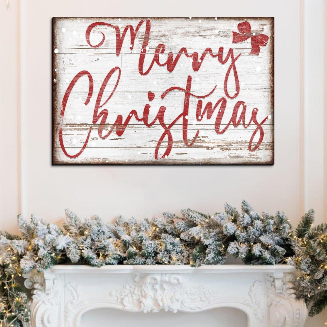 Farmhouse Merry Christmas Sign | Vintage Holiday Gift Wall Art | Rustic ...