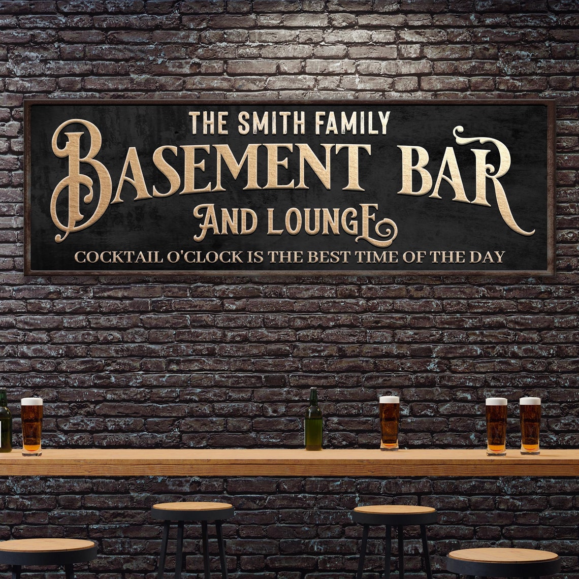 Basement Bar and Lounge Sign | Rustic Basement Bar Wall Decor | Man ...