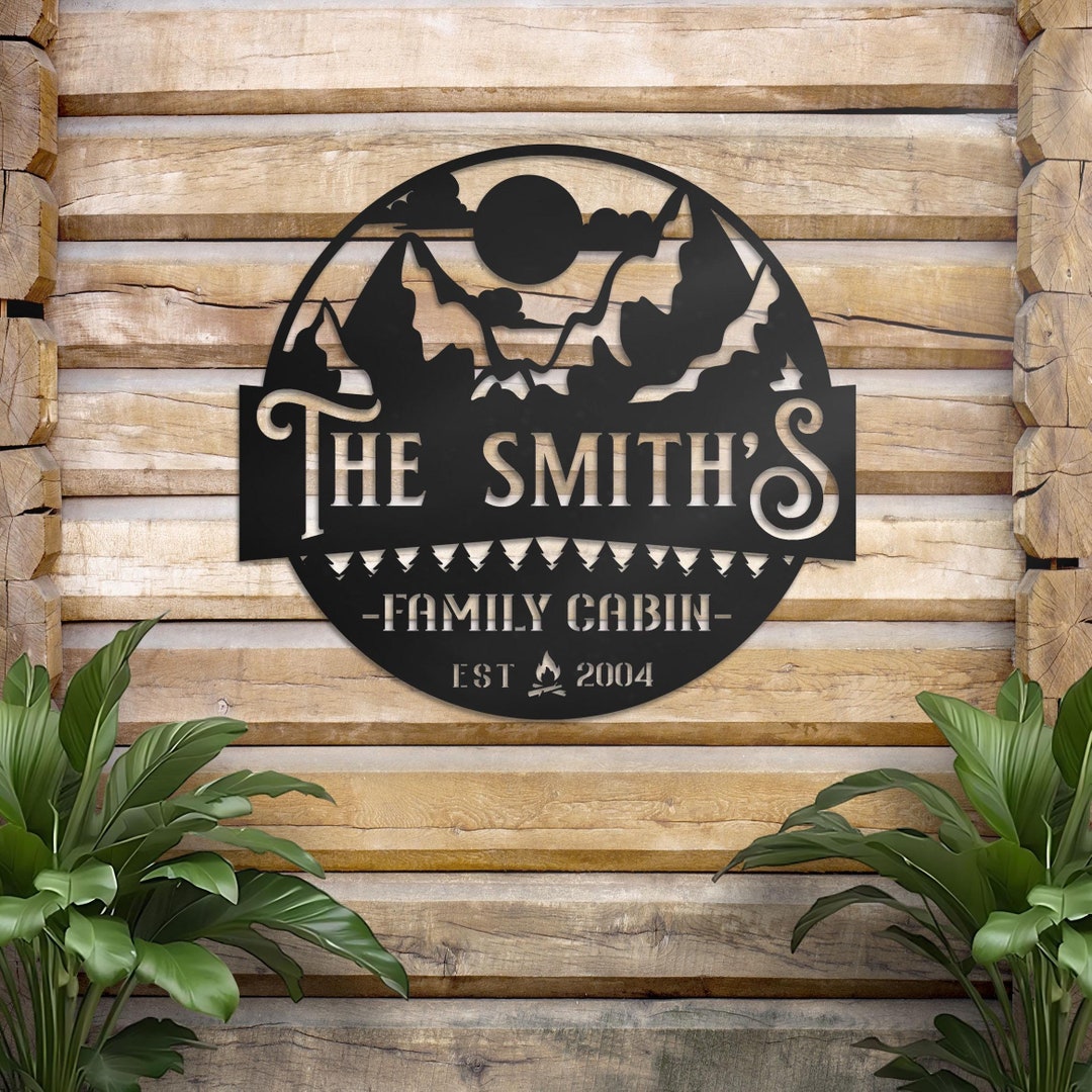 Personalized Modern Cabin Decor | Metal Cabin Sign | Family Name Cabin ...