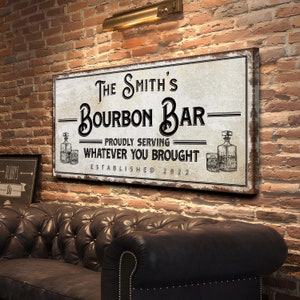 Bourbon Bar Signs | Custom Bar Sign | Man Cave Wall Art | Established ...