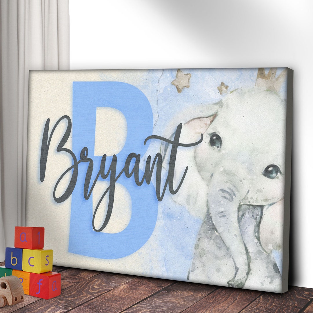 Elephant Baby Shower Sign | Baby Name Sign Bedroom Wall Decor | Safari ...
