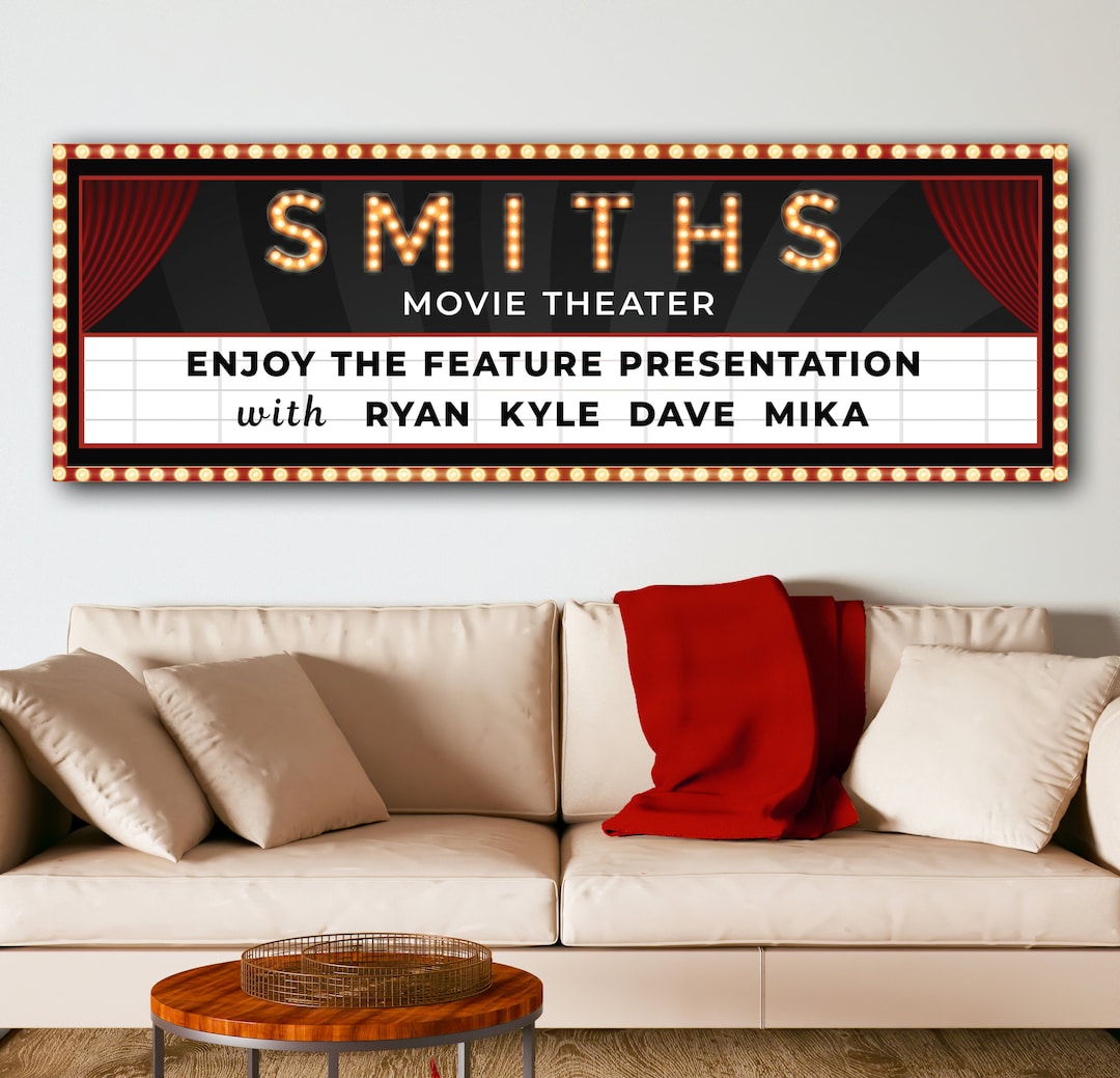 Movie Theater Sign | Personalized Theater Sign Movie Wall Art | Home ...