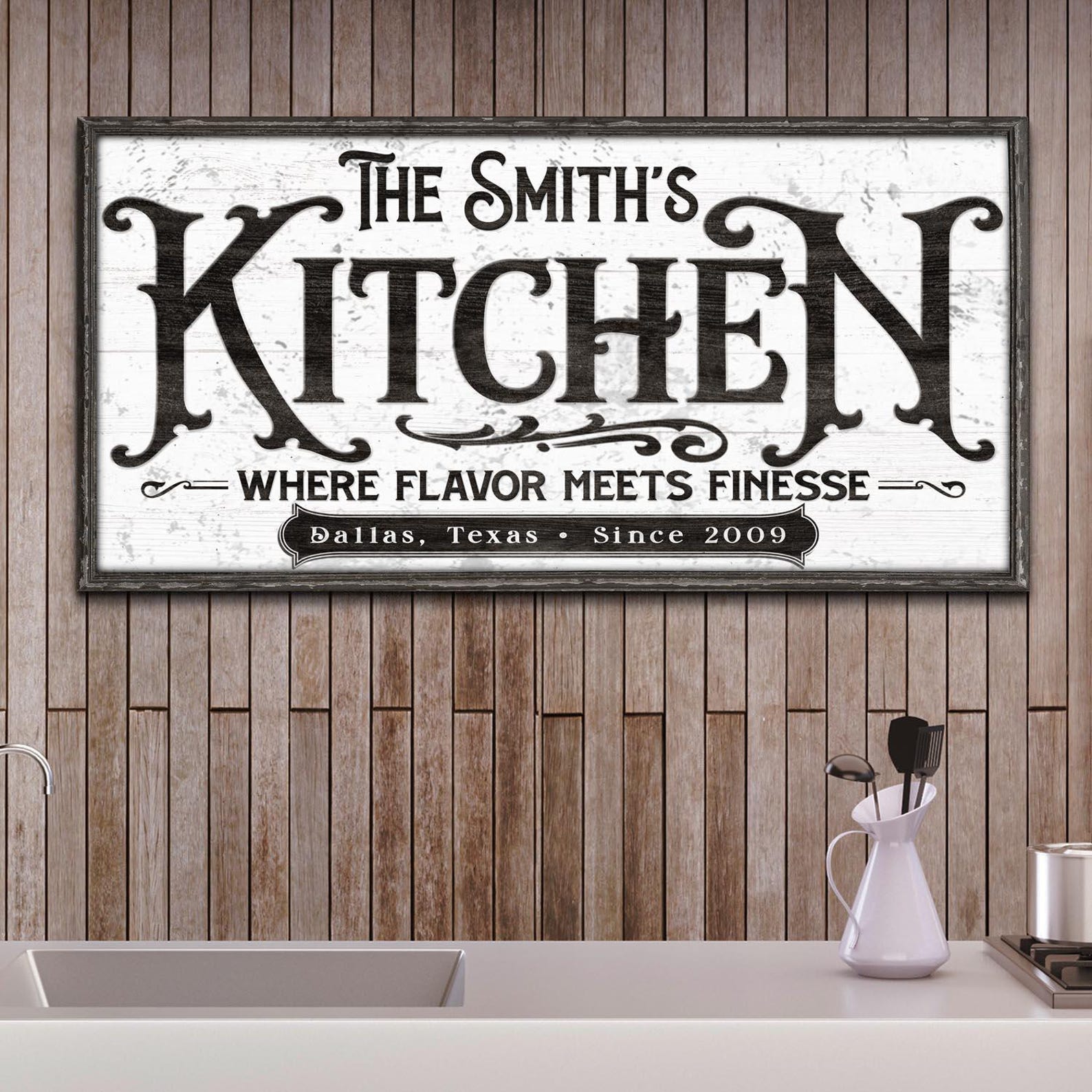 Personalized Farmhouse Kitchen Sign | Kitchen Sign Canvas Wall Decor ...