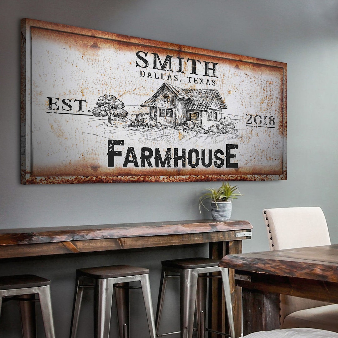 Farmhouse Signs Farmhouse Wall Decor Rustic Canvas Established Sign ...