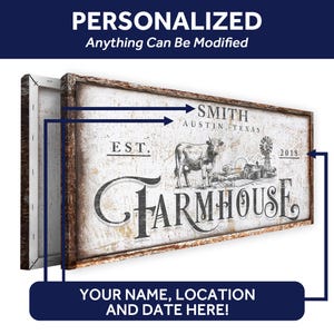 Rustic Farmhouse Wall Decor | Farmhouse Sign | Personalized Name Canvas ...