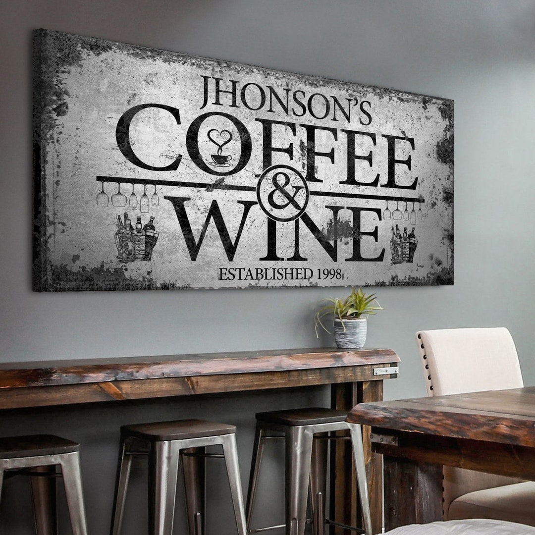 Coffee and Wine Sign | Coffee Bar Sign Farmhouse Wall Decor | Custom ...