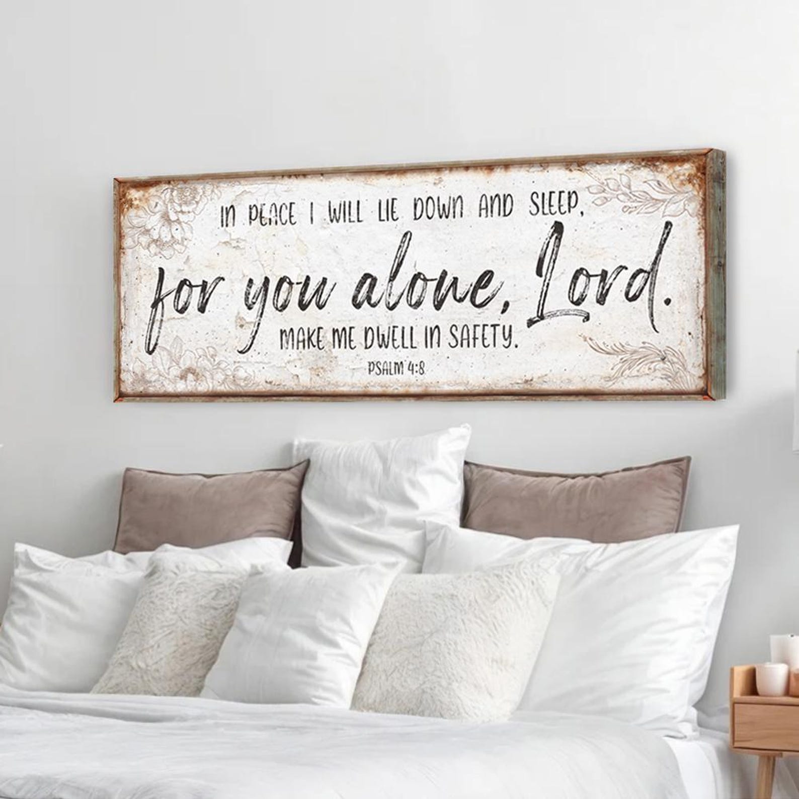 In Peace I Will Lie Down Sign | Sleep for You Alone Lord Faith Sign ...