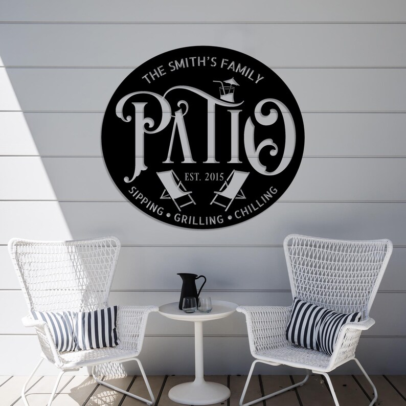 Personalized Backyard Patio Metal Sign | Backyard Bar Sign | Outdoor ...