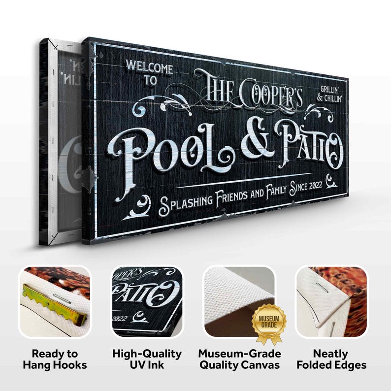 Pool and Patio Sign Wall Art | Welcome Patio Sign | Family Established ...